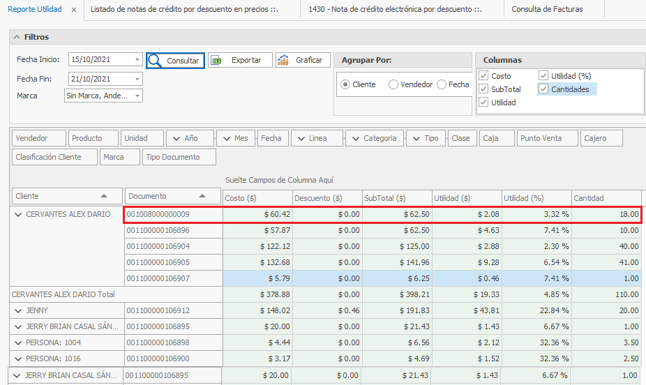 Reporte de Ventas Consolidado - Reporte Utilidad - 11001 – Centro de ...